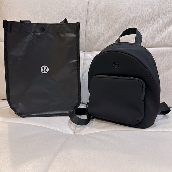 lululemon athletica | Bags | Lululemon Black Knit Nylon Micro Backpack ...